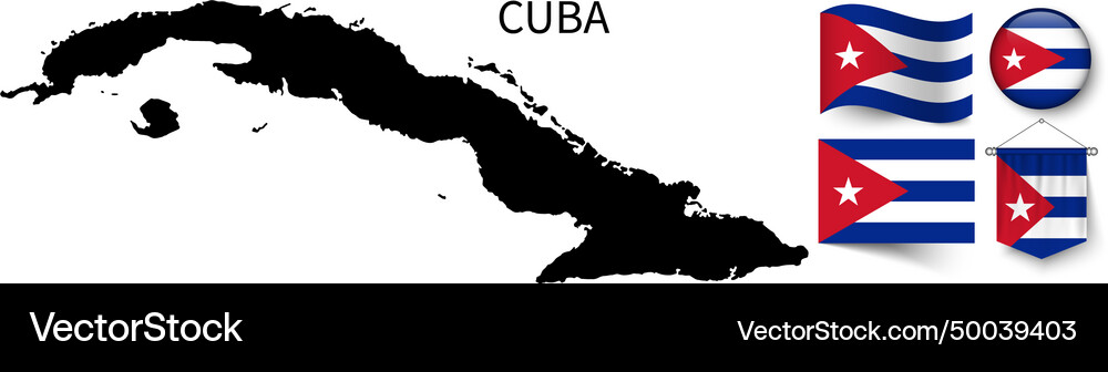 Map of cuba and the various flags Royalty Free Vector Image