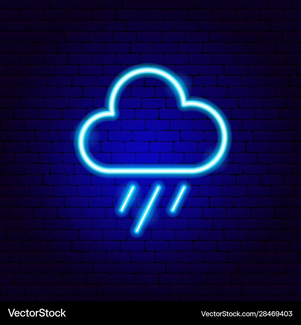 Neon Rain Cloud Sign Royalty Free Vector Image