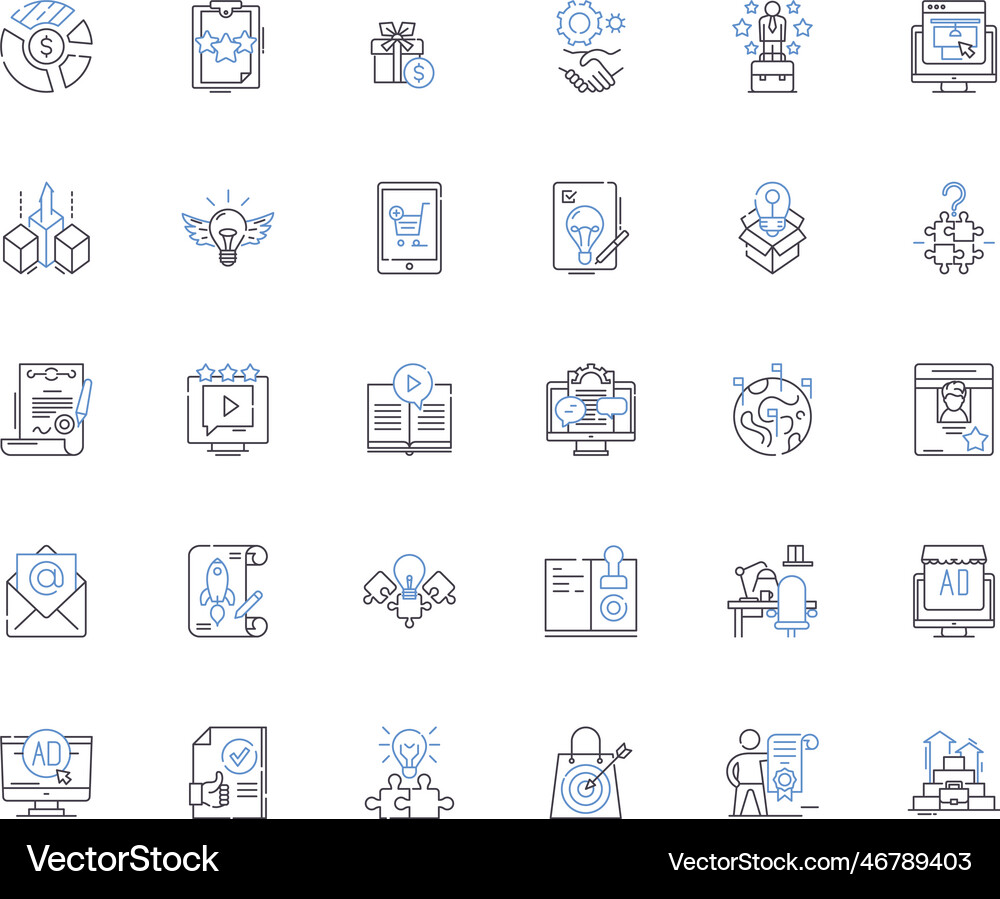 Publicity publication line icons collection Vector Image