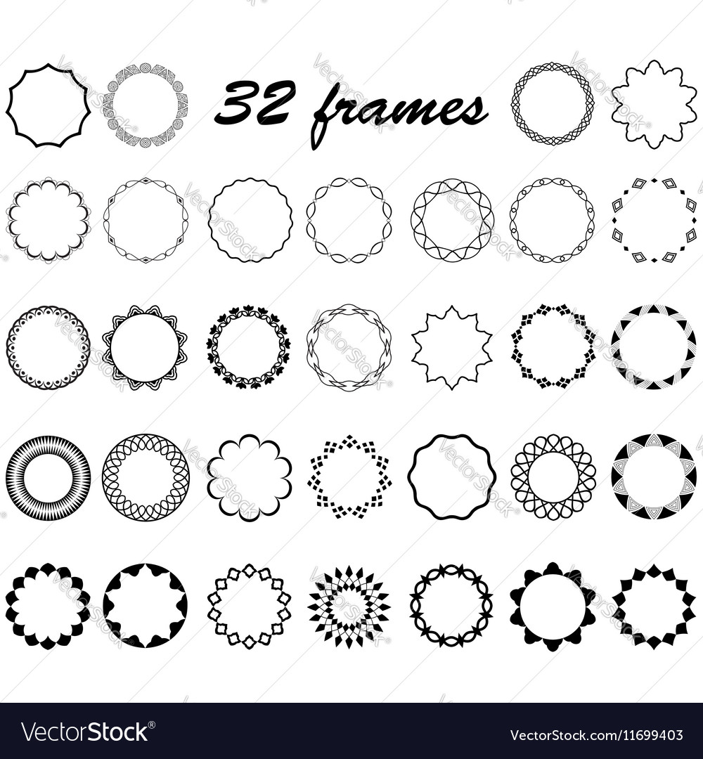 Set round and circular empty frames Royalty Free Vector