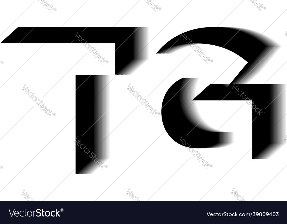 Tg monogram shadow shape style Royalty Free Vector Image