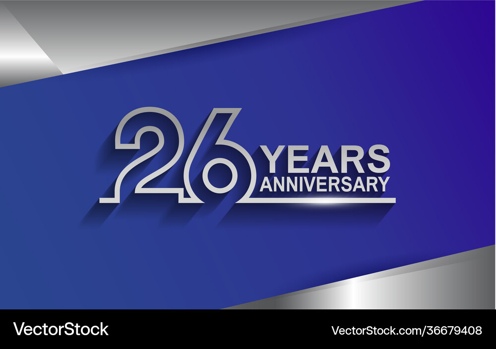 26 years anniversary silver color line style Vector Image