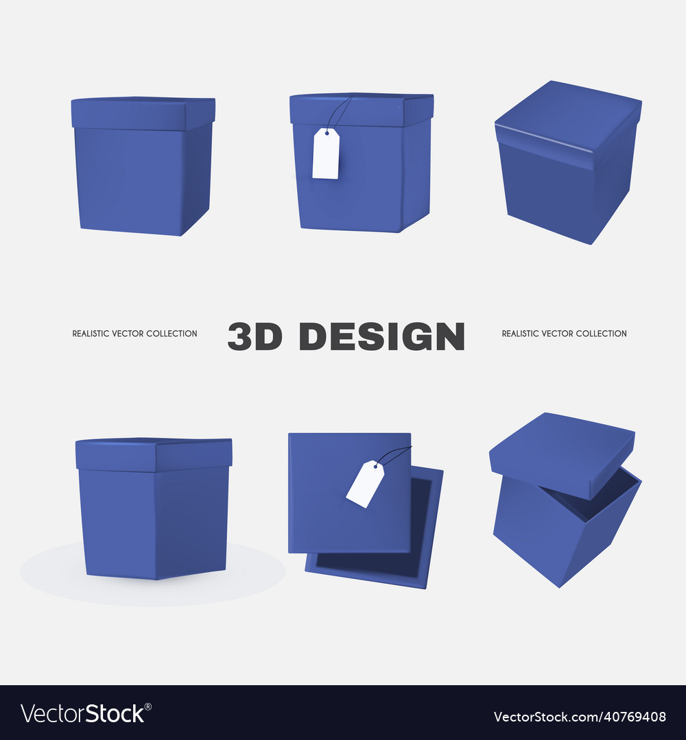 3d box collection in different view delivery Vector Image