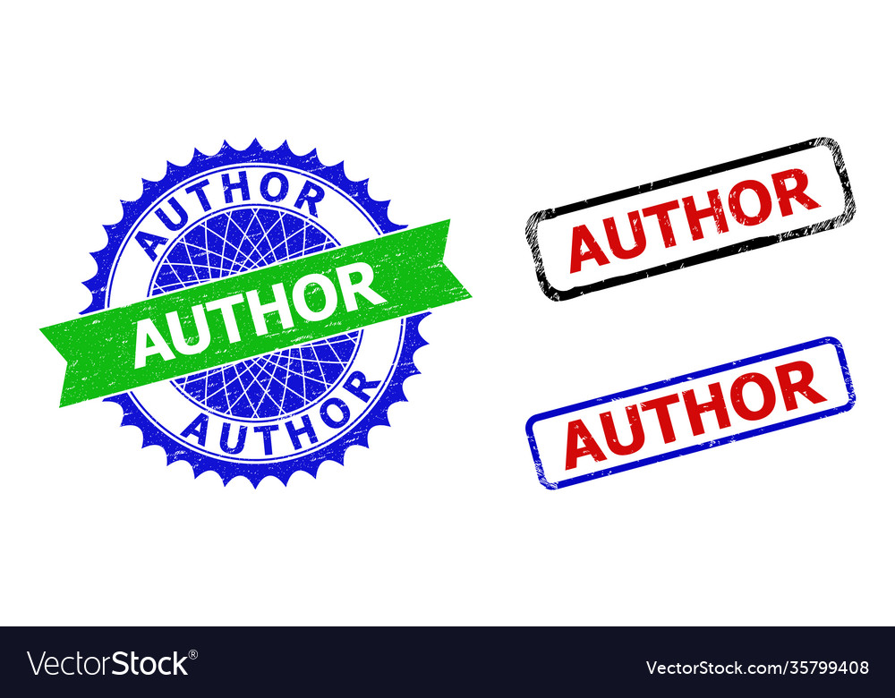 Author rosette and rectangle bicolor badges Vector Image