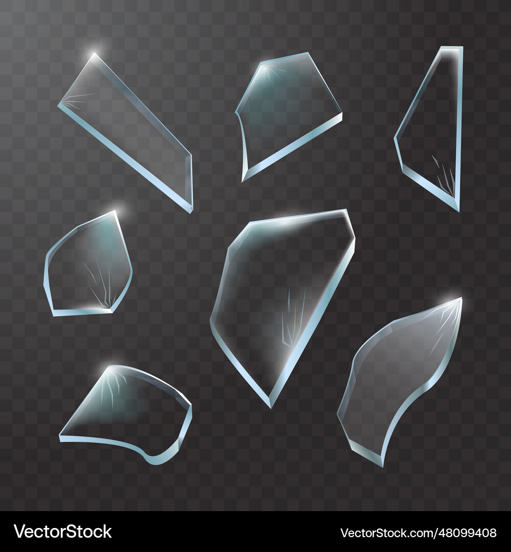 Broken glass pieces shattered glass Royalty Free Vector