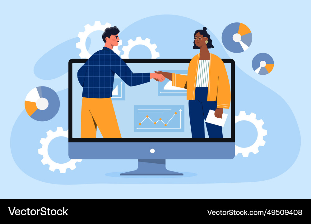 Business partners negotiate concept Royalty Free Vector