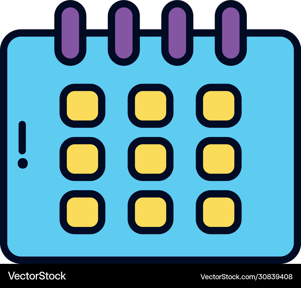 Calendar planner icon color line style Royalty Free Vector