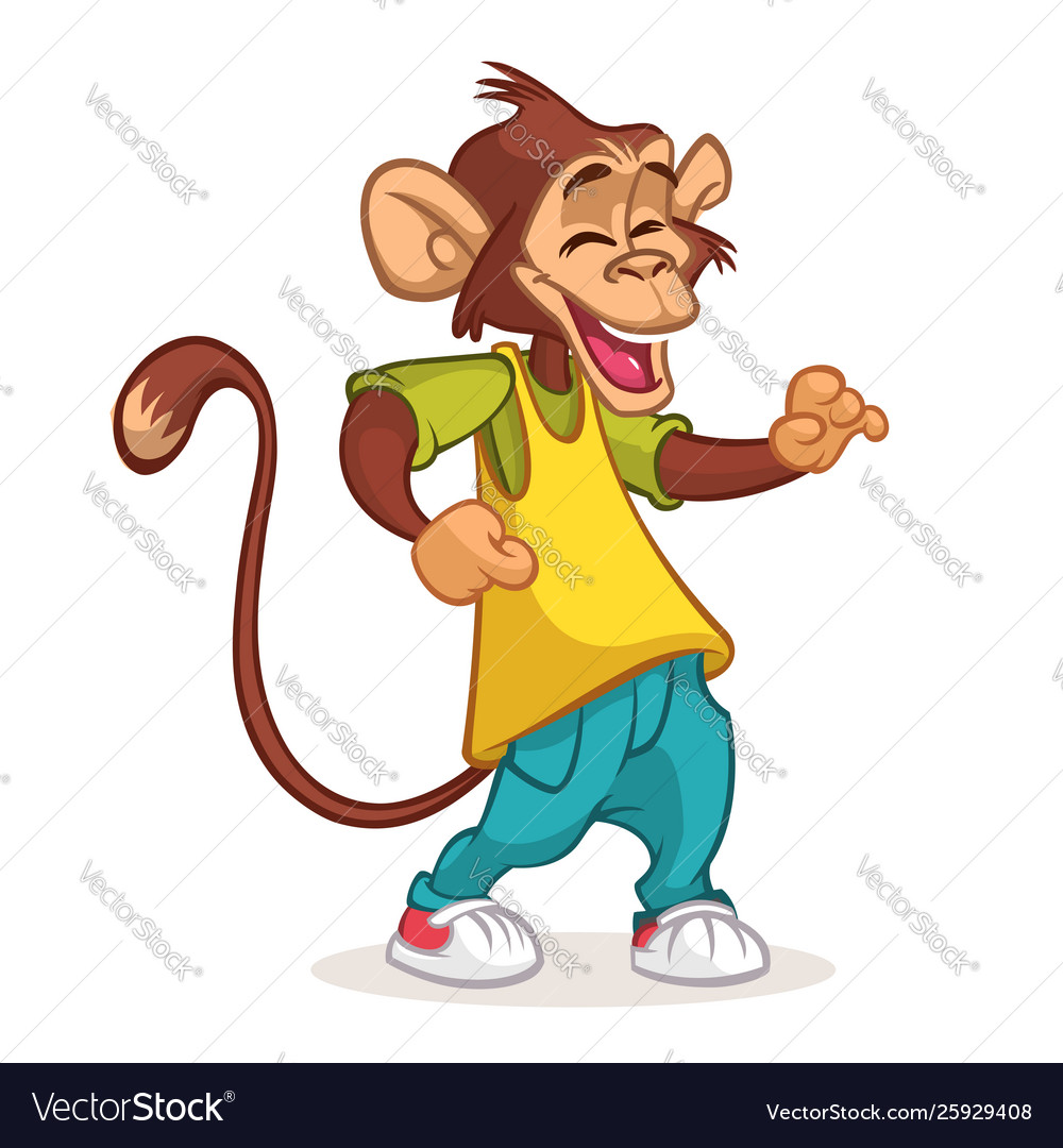 Cartoon monkey dancing Royalty Free Vector Image