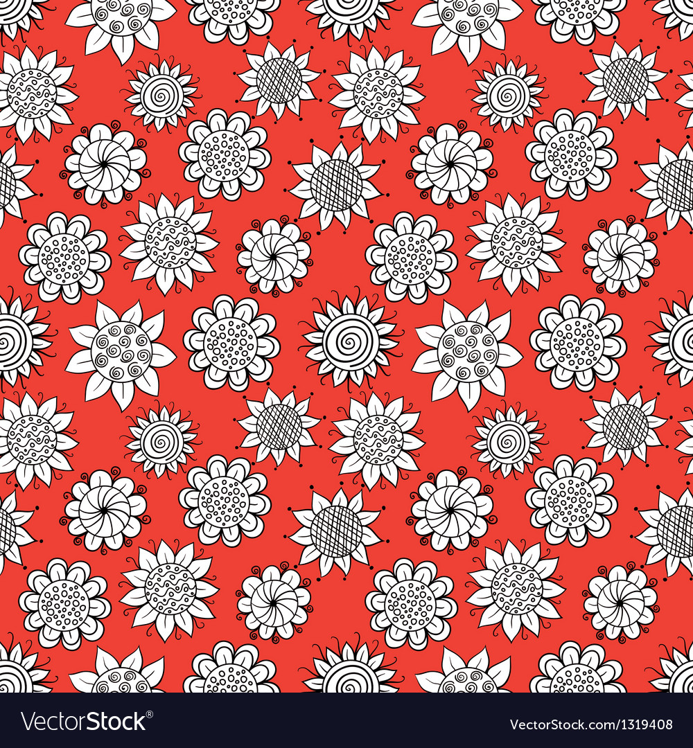 Doodle flowers pattern Royalty Free Vector Image