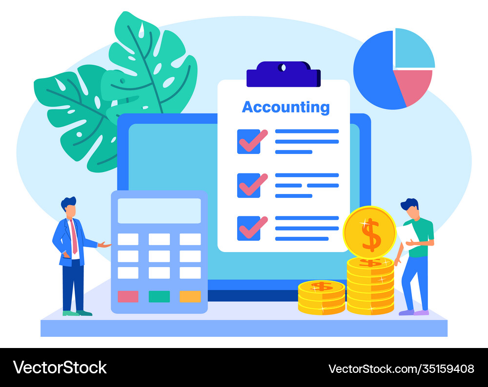 Graphic cartoon character accounting Royalty Free Vector
