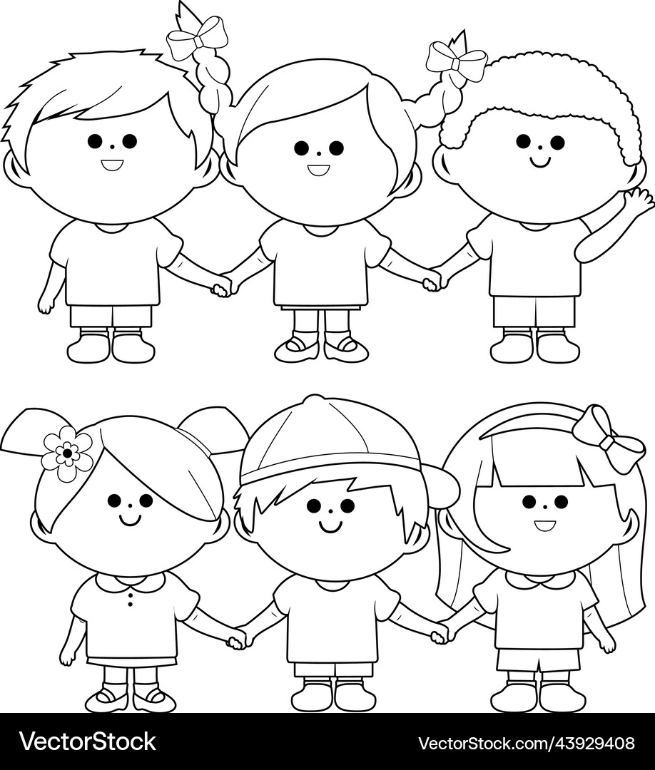 Group of children holding hands Royalty Free Vector Image