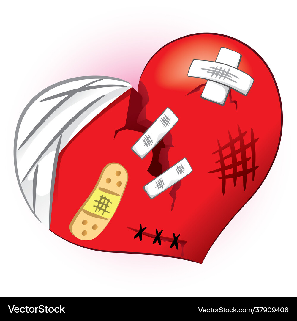 Icon or symbol a broken heart and bruised Vector Image