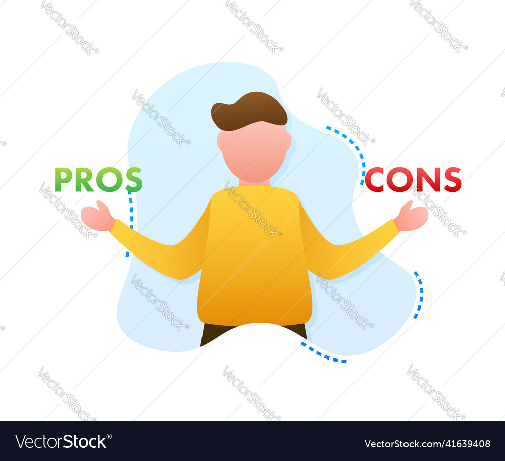 Pros and Cons Comparison Analysis Royalty Free Vector Image