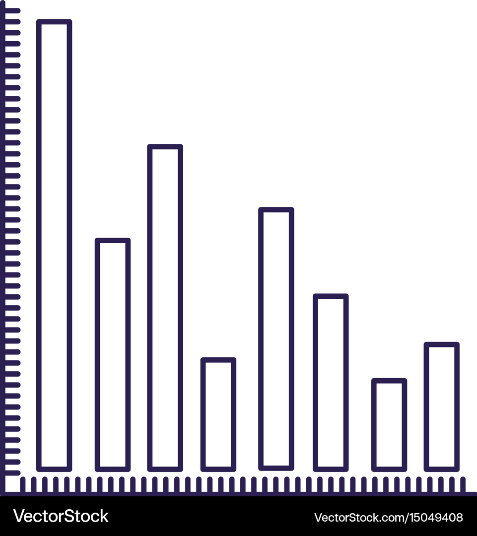 Purple line contour of column chart Royalty Free Vector