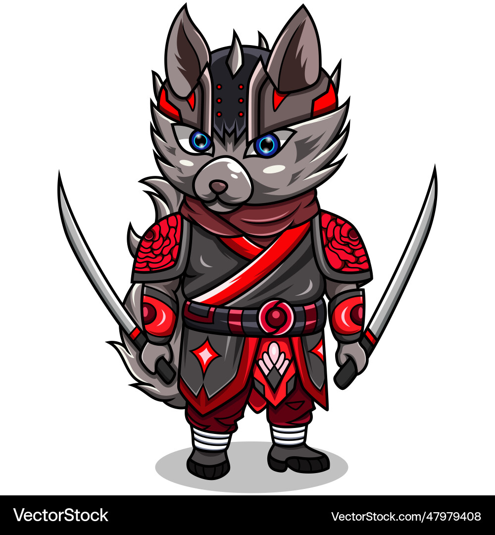 Raccoon ninja chibi mascot logo design Royalty Free Vector