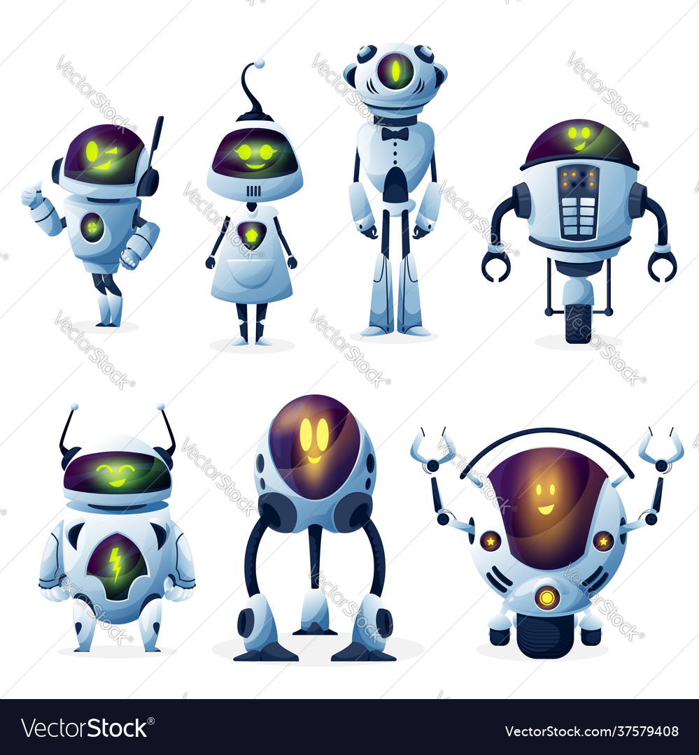 Robot with artificial intelligence characters Vector Image