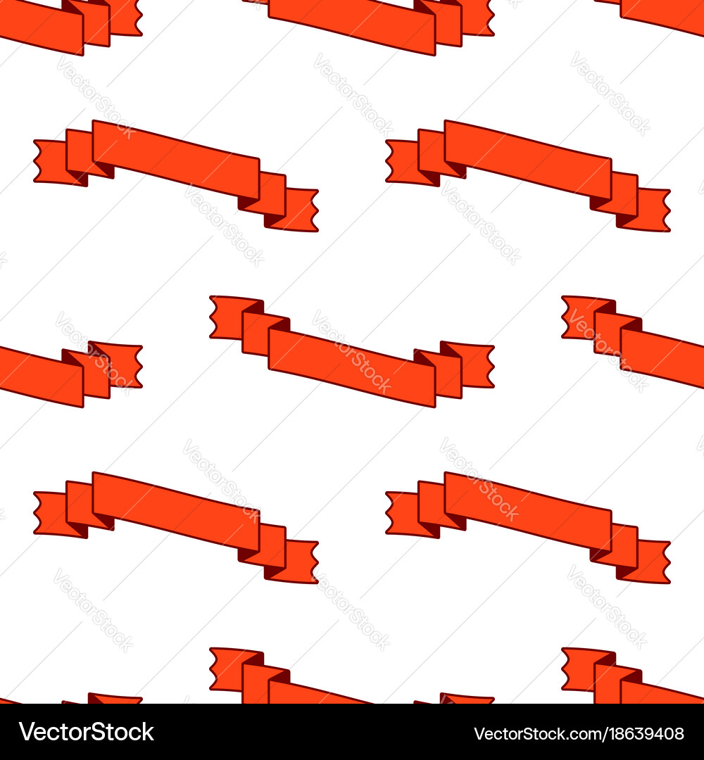 Seamless pattern of flat red curved ribbon Vector Image