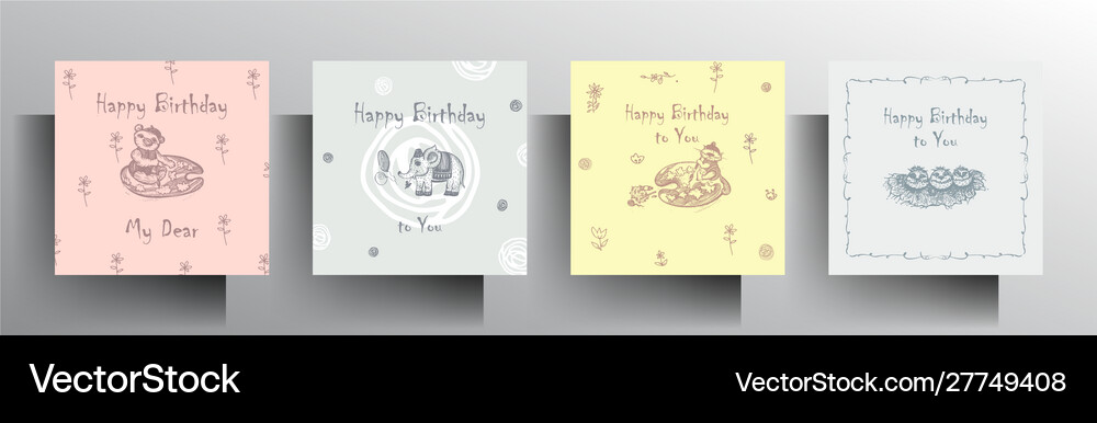 Set greeting card templates design in pastel Vector Image