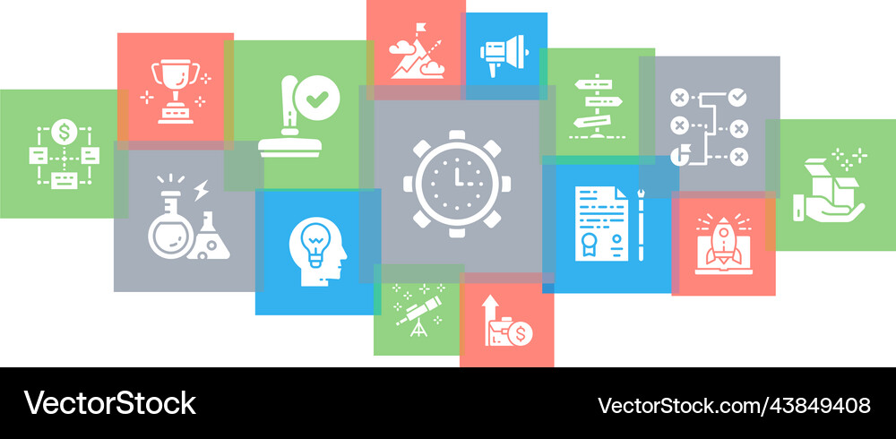Start up line icons banner time management idea Vector Image
