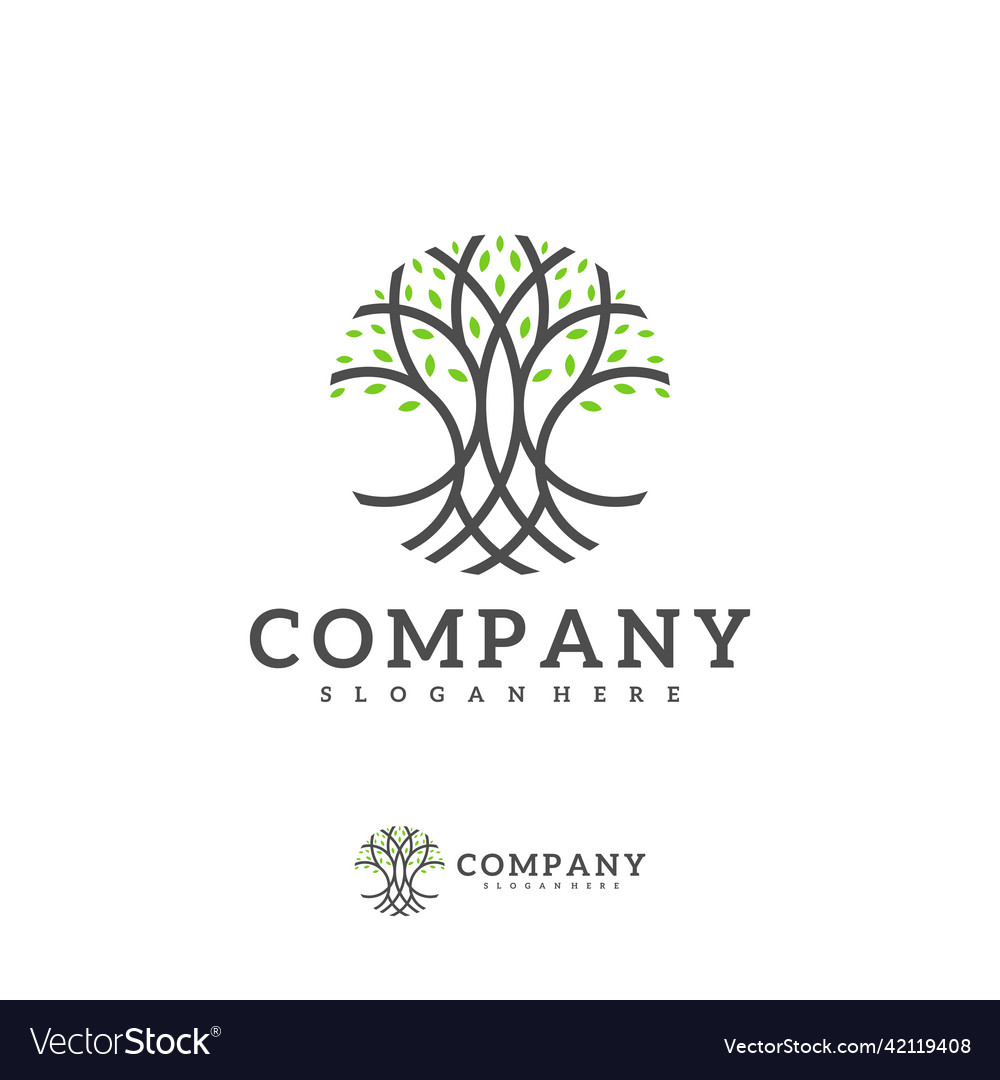 Tree logo template creative design Royalty Free Vector Image