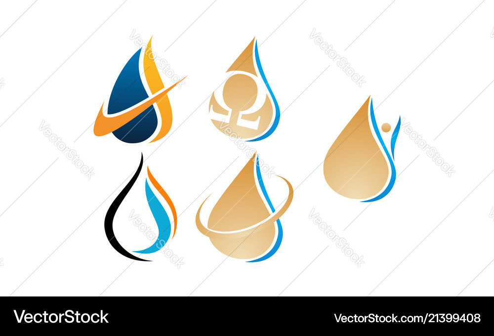 Water fire flame gas oil set Royalty Free Vector Image