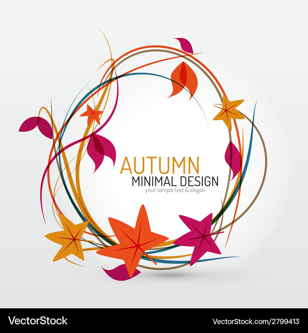 Autumn leaves and lines abstract background Vector Image