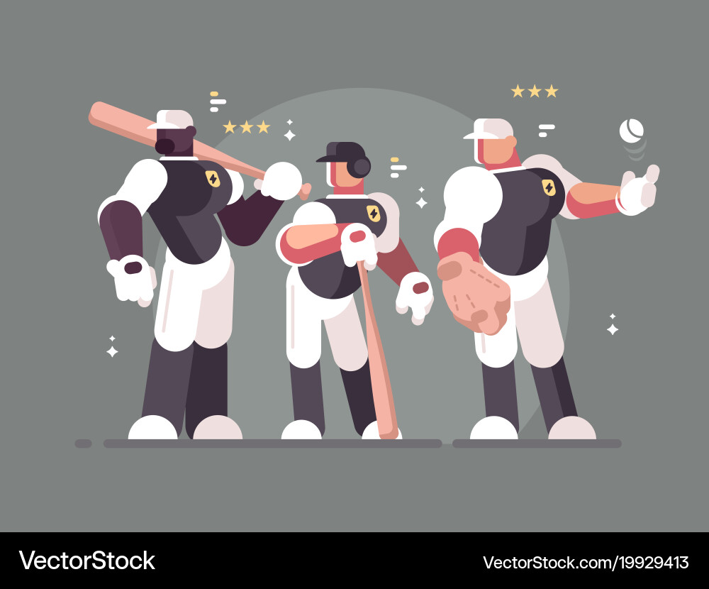 Baseball team of players Royalty Free Vector Image