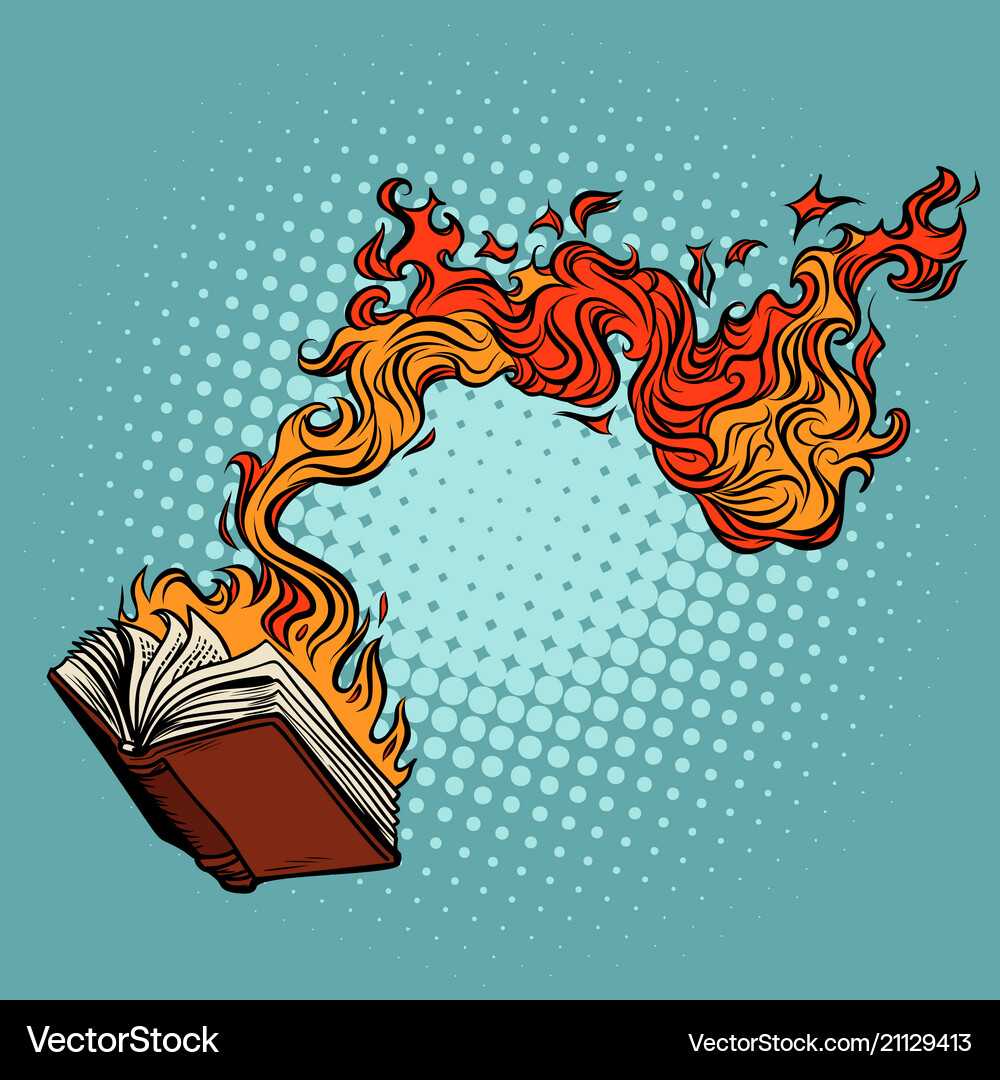 Book burns destruction of knowledge and Royalty Free Vector