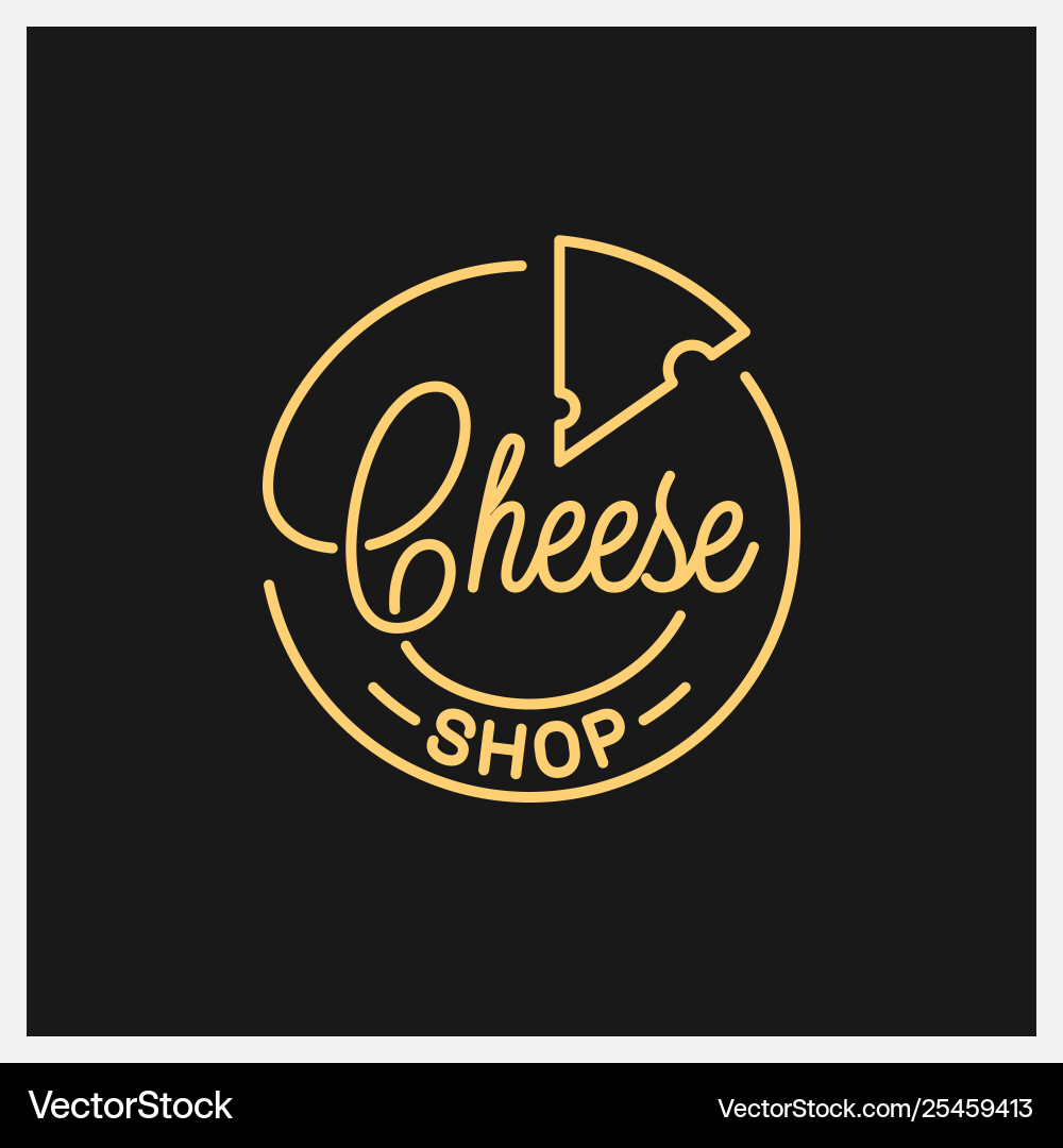 Cheese shop logo round linear logo cheese Vector Image