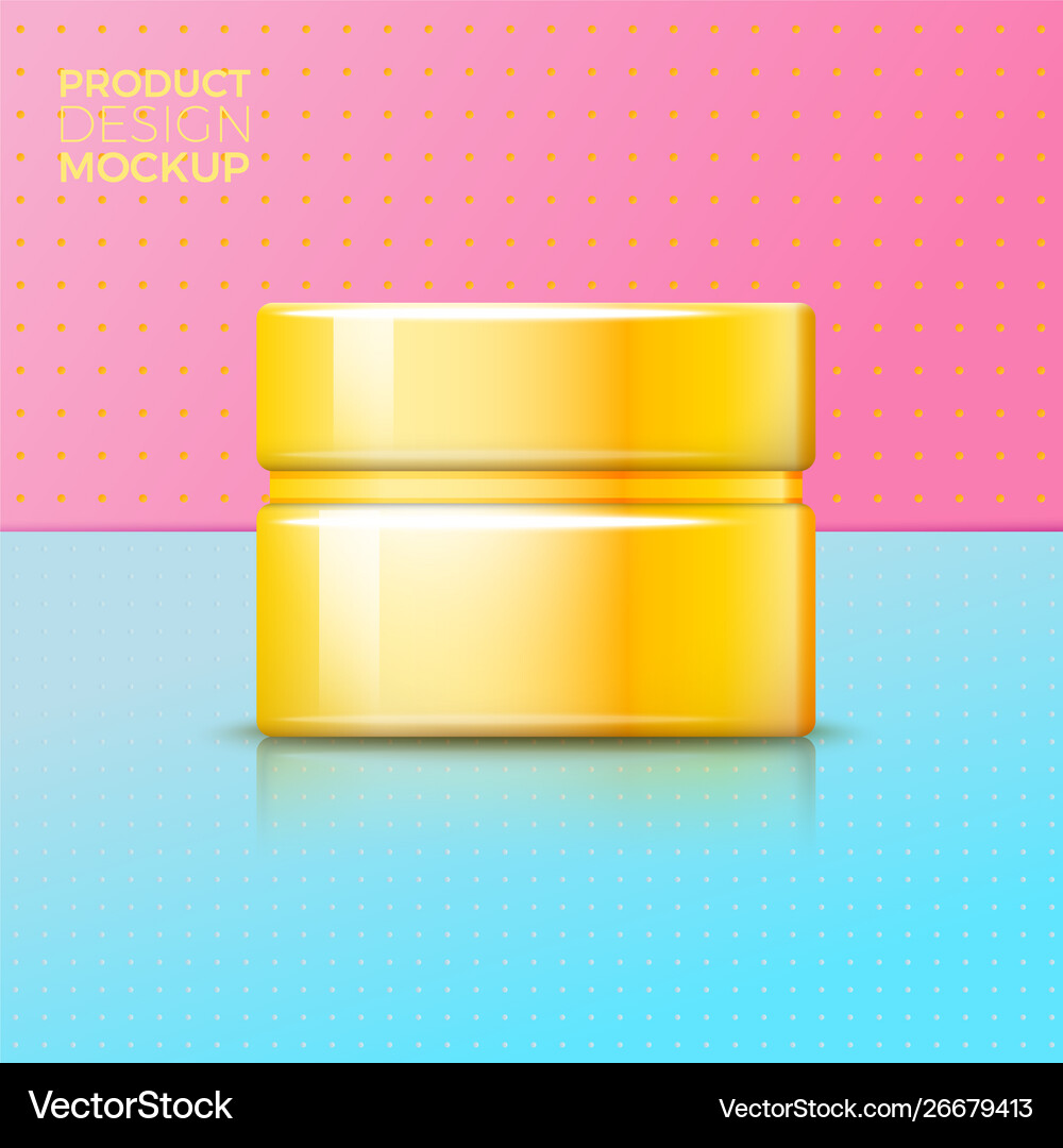 Cream jar on bright modern paper background Vector Image