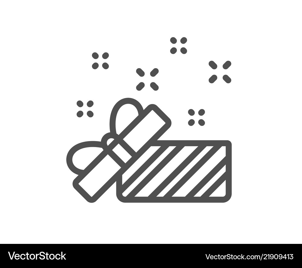 Gift box open line icon christmas or new year Vector Image