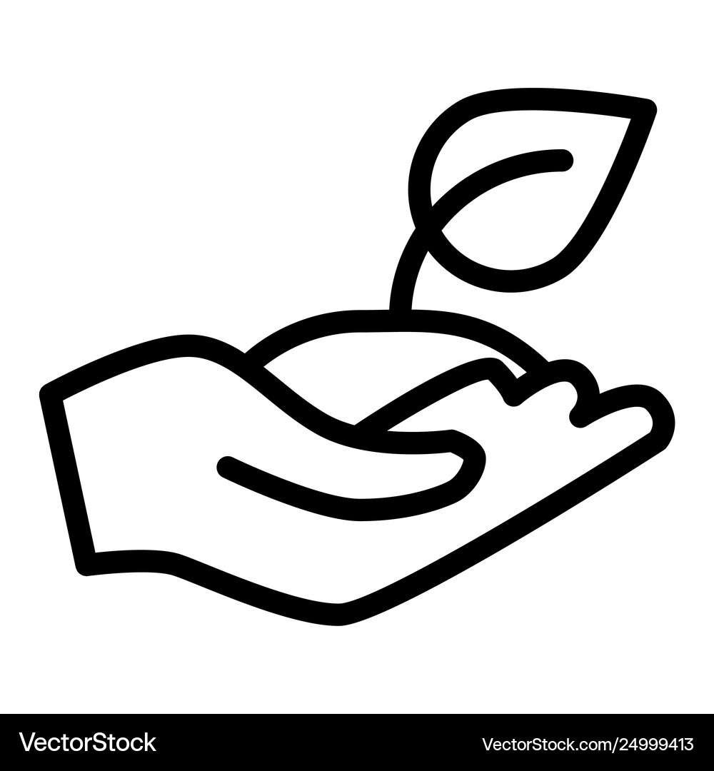 Greening line icon sprout in hand Royalty Free Vector Image