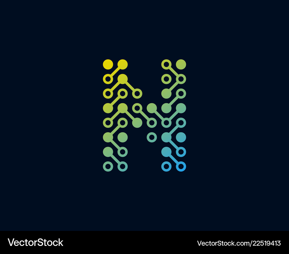 N circuit digital letter logo icon design Vector Image