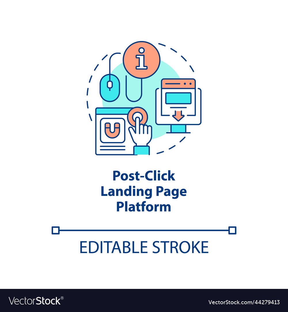 Post-click landing page platform concept icon Vector Image Post-click landing page platform concept icon Vector Image