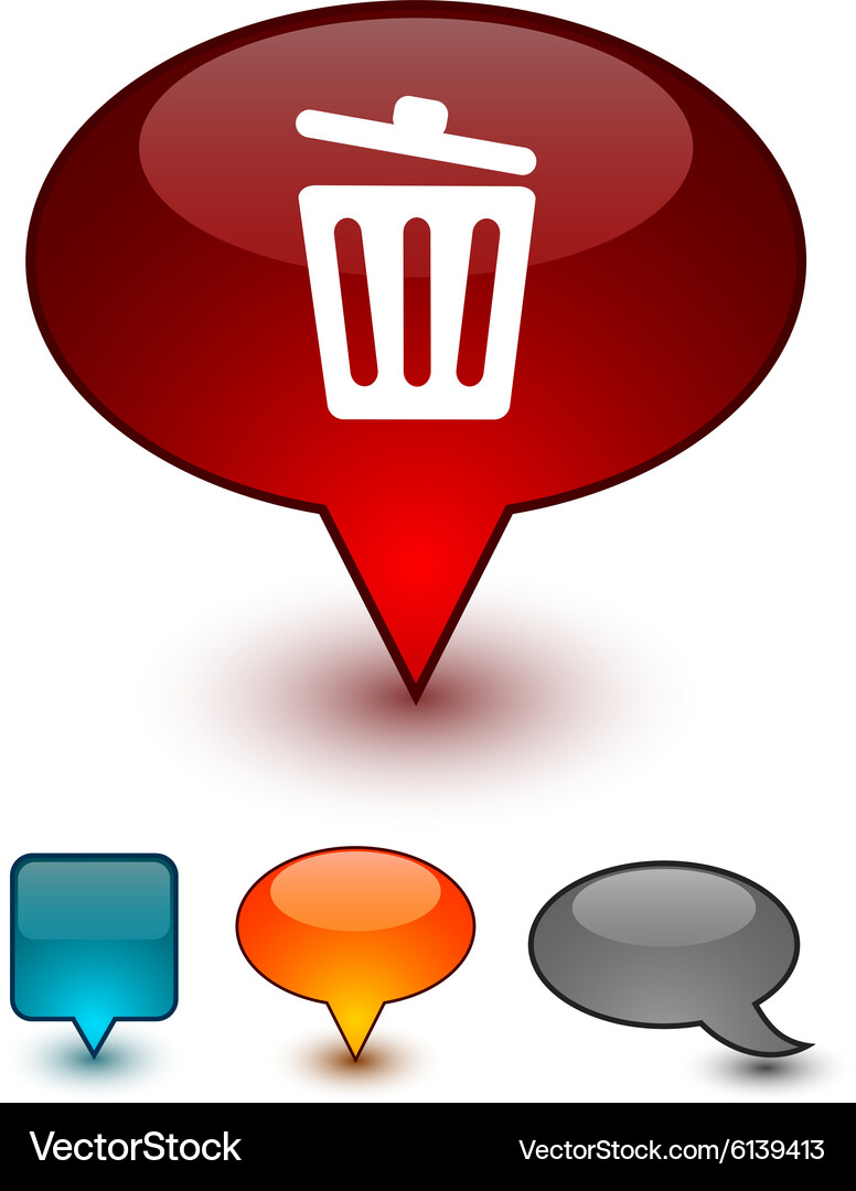 Recycle bin speech comic icons Royalty Free Vector Image