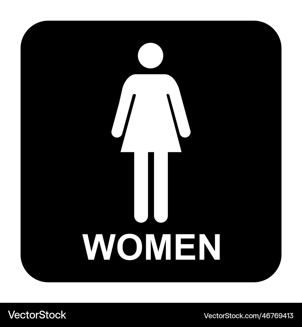Restroom lady wc symbol women flat web button Vector Image