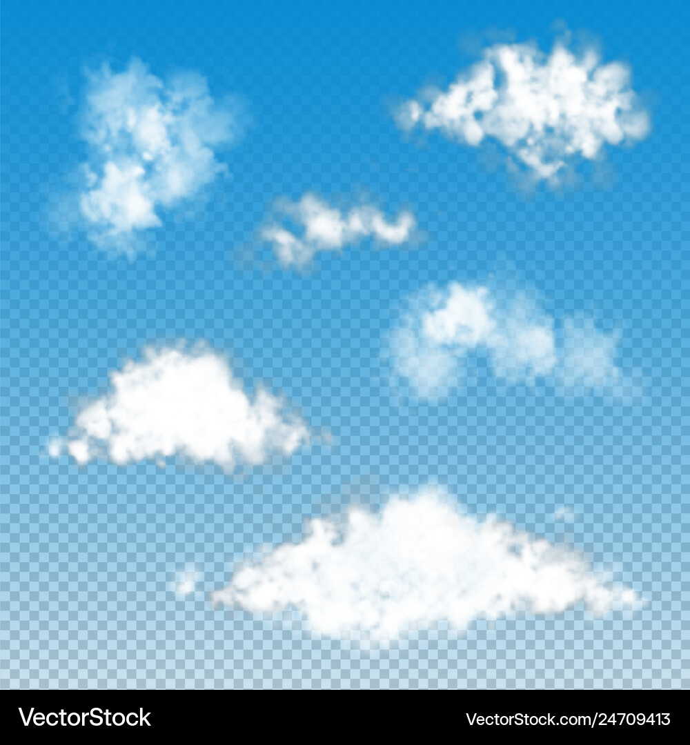 Set of transparent fluffy clouds Royalty Free Vector Image