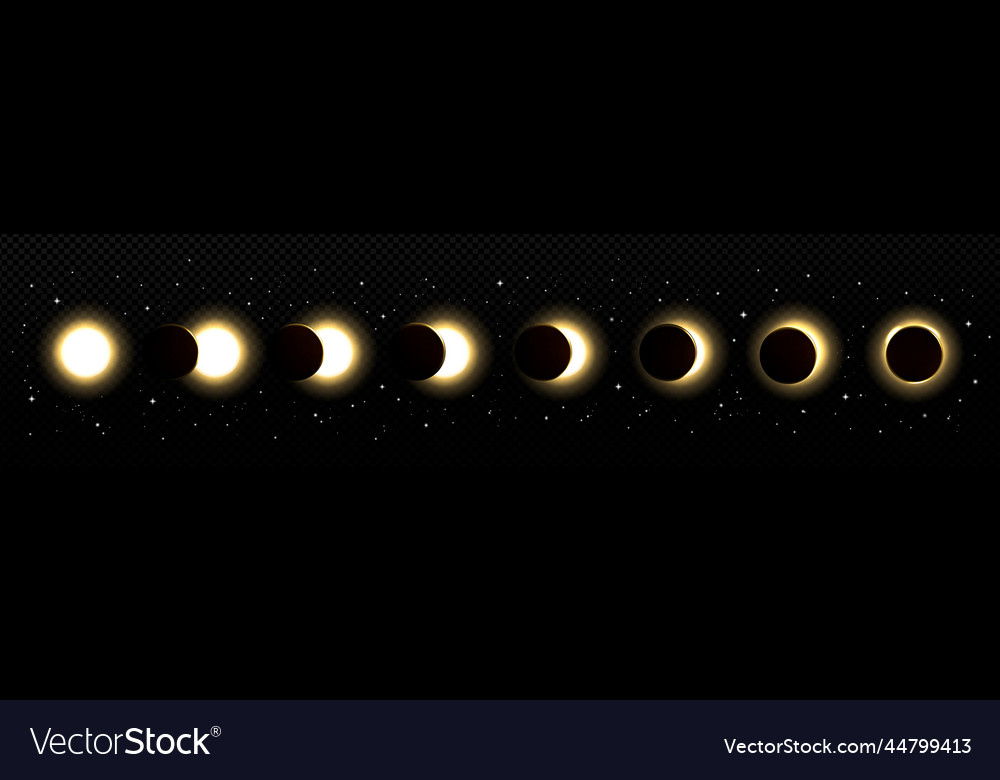 Solar eclipse in different phases Royalty Free Vector Image