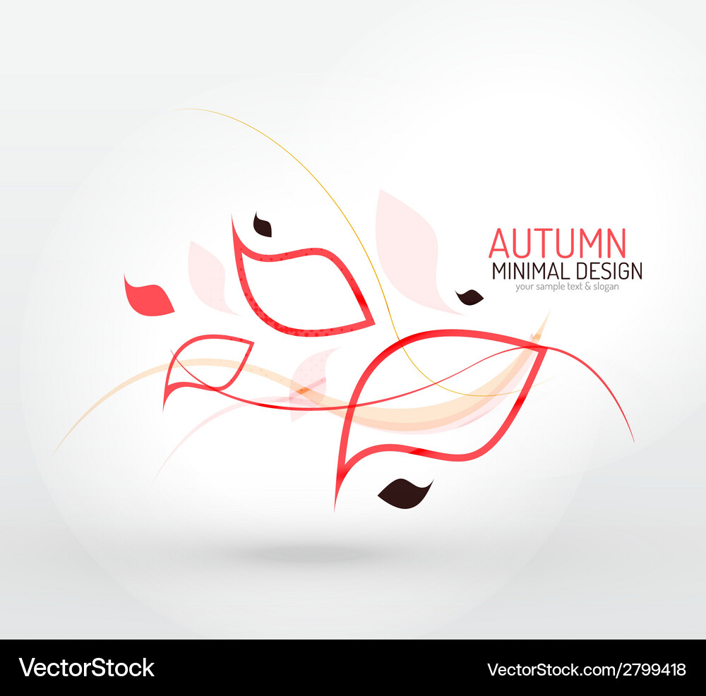 Autumn leaves and lines abstract background Vector Image