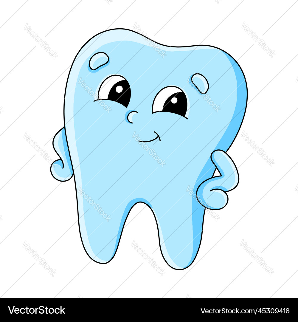 Cartoon character tooth isolated on white Vector Image