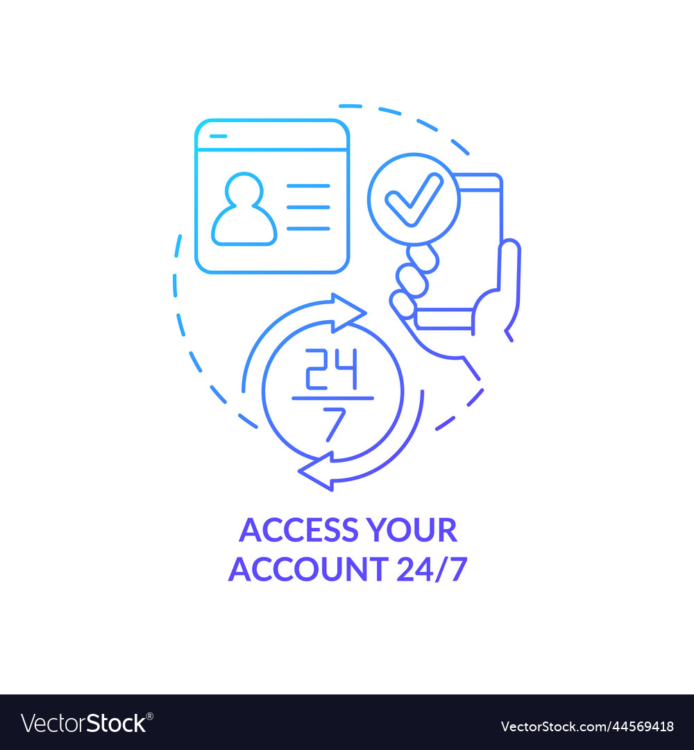 Non stop account access blue gradient concept icon