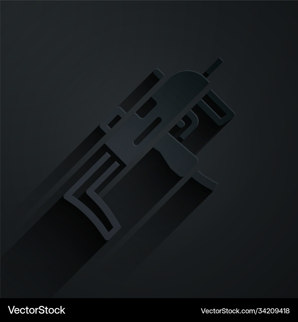 Paper cut mp9 submachine gun icon isolated Vector Image