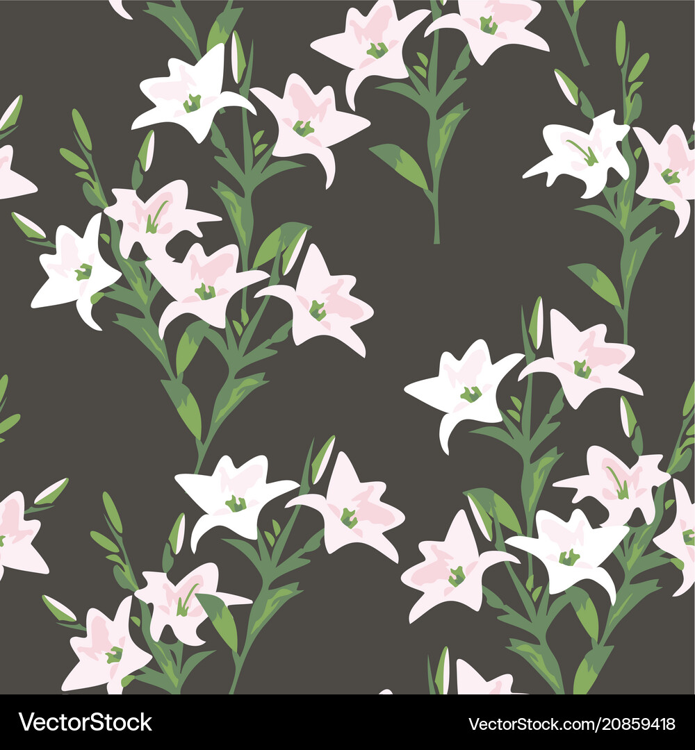 Seamless floral pattern with lily flowers Vector Image
