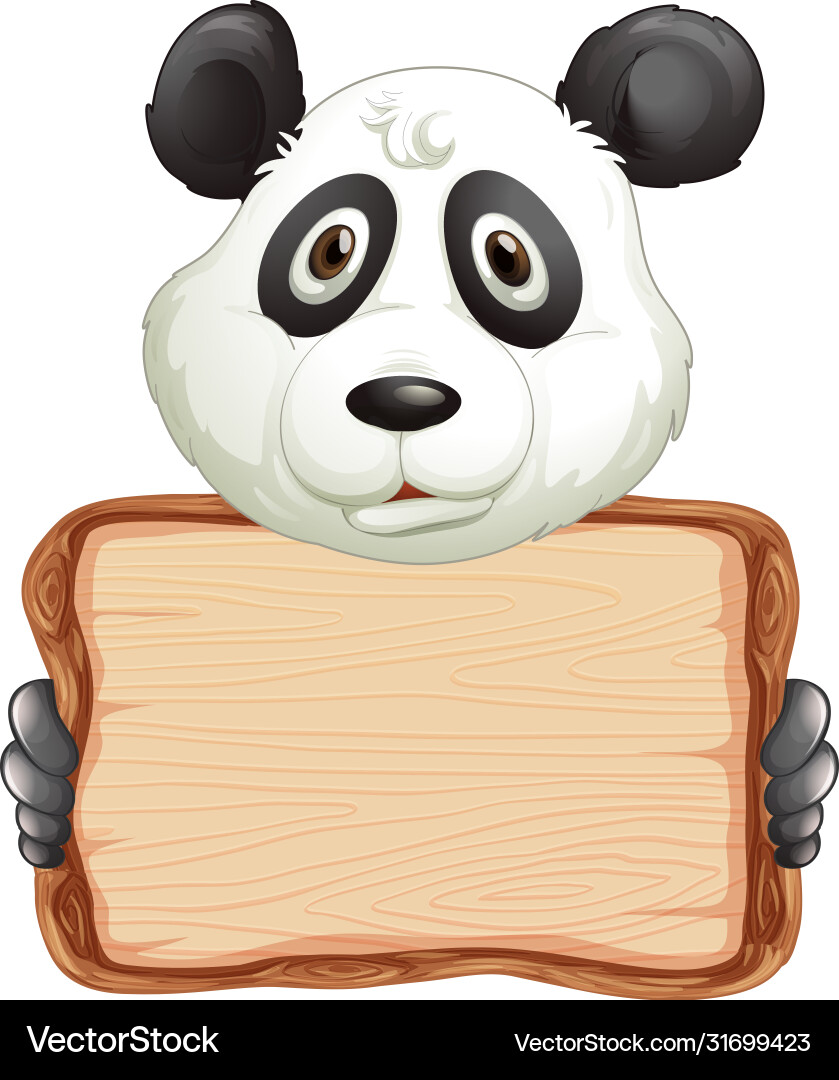 Board template with cute panda on white background