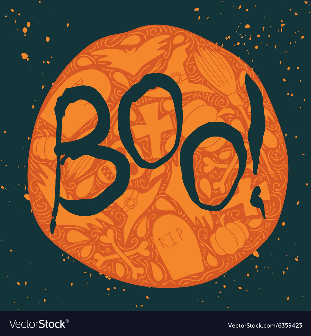 Boo halloween poster with black lettering Vector Image