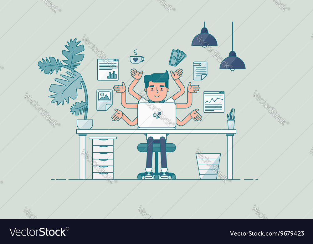 Creative tech workspace Royalty Free Vector Image