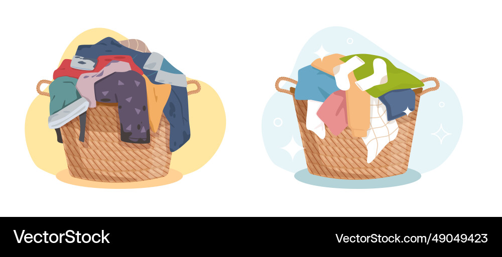 Dirty and clean clothes washed laundry Royalty Free Vector