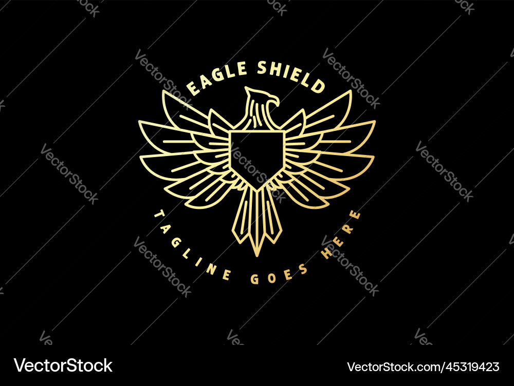 Golden american eagle hawk falcon phoenix bird Vector Image