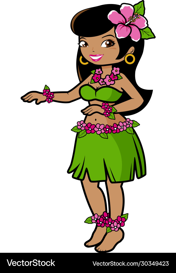 Hawaiian hula dancer girl Royalty Free Vector Image