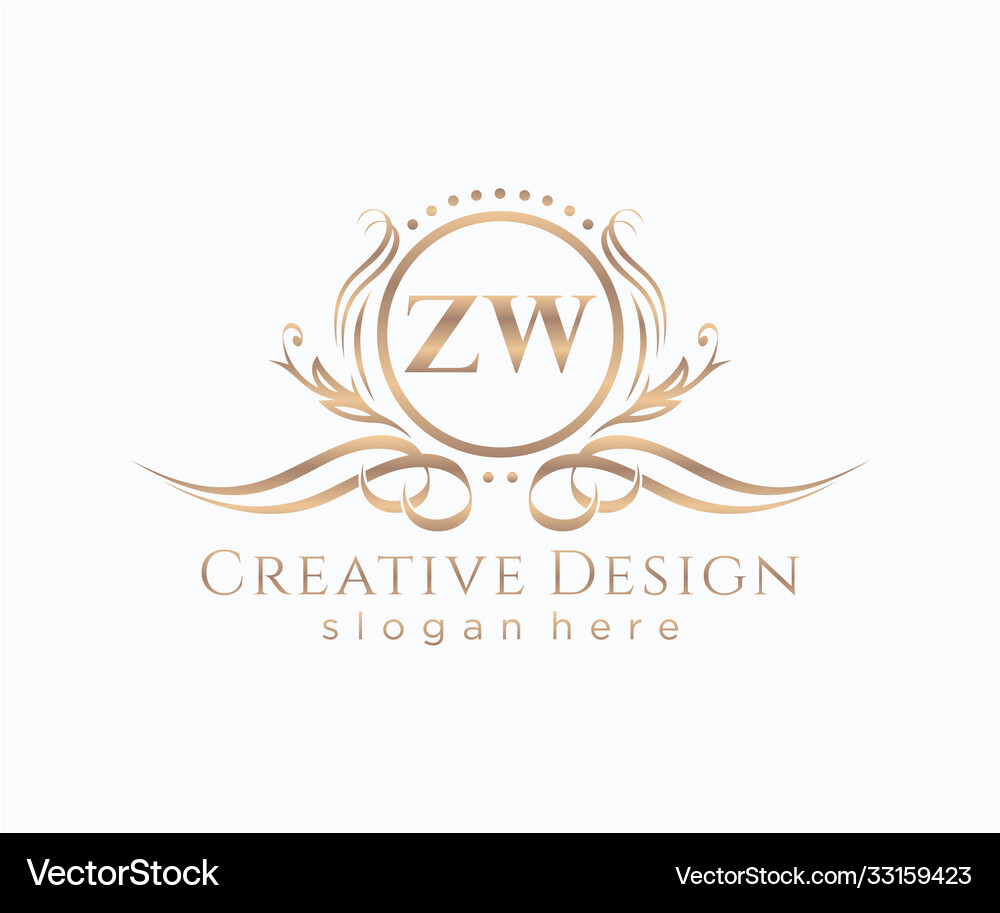 Initial zw beauty monogram and elegant logo design